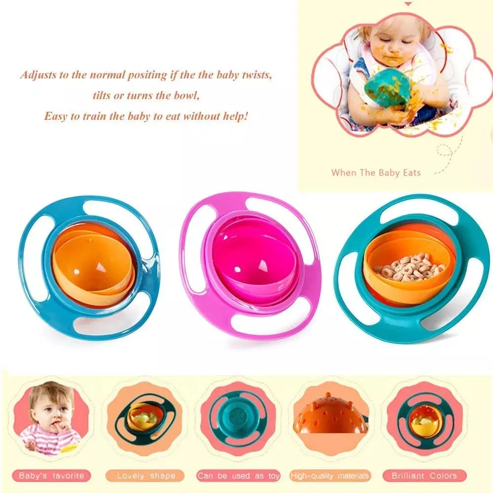 Universal Children's Gyro Bowl - Spill-Proof Feeding Dishes