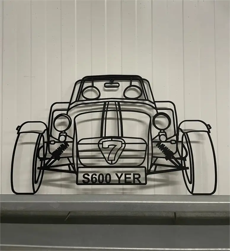 Metal Car Wall Art Line Drawing 3D Metal Cut Out Car Indoor Decoration ...