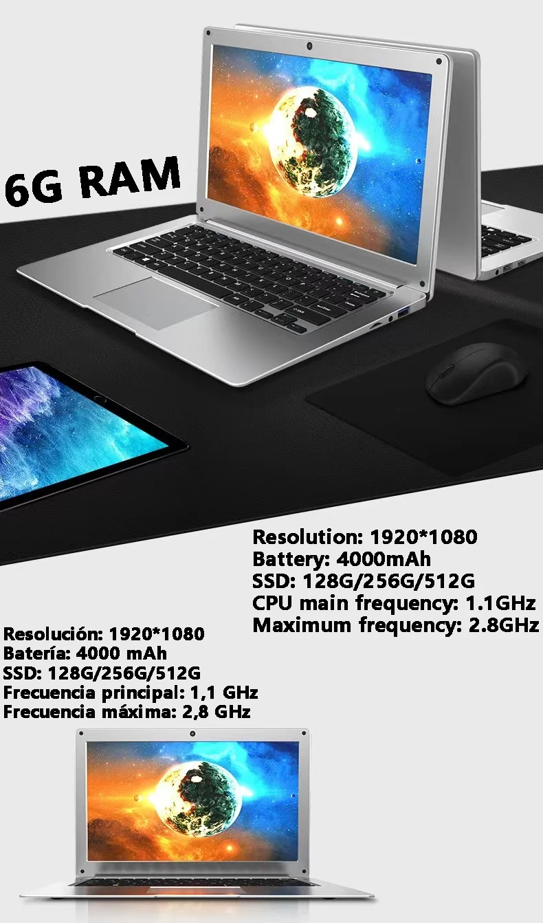 6g Ram 512g Rom Ssd 1tb Notebook Cheap Intel N3350 14 Inch Laptops ...