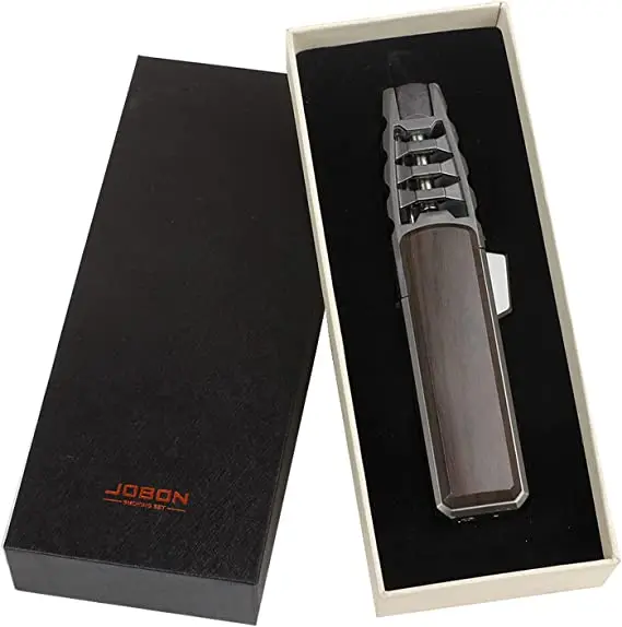 Butane Torch Lighter Gold Lacquer Zinc Alloy Body With Black Carbon ...