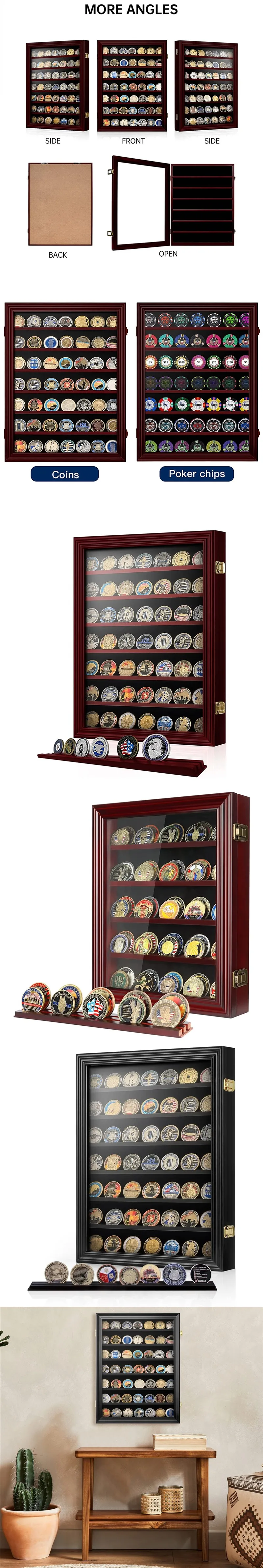 Wall Mount Military Commemorative Challenge Collection Coin Case ...