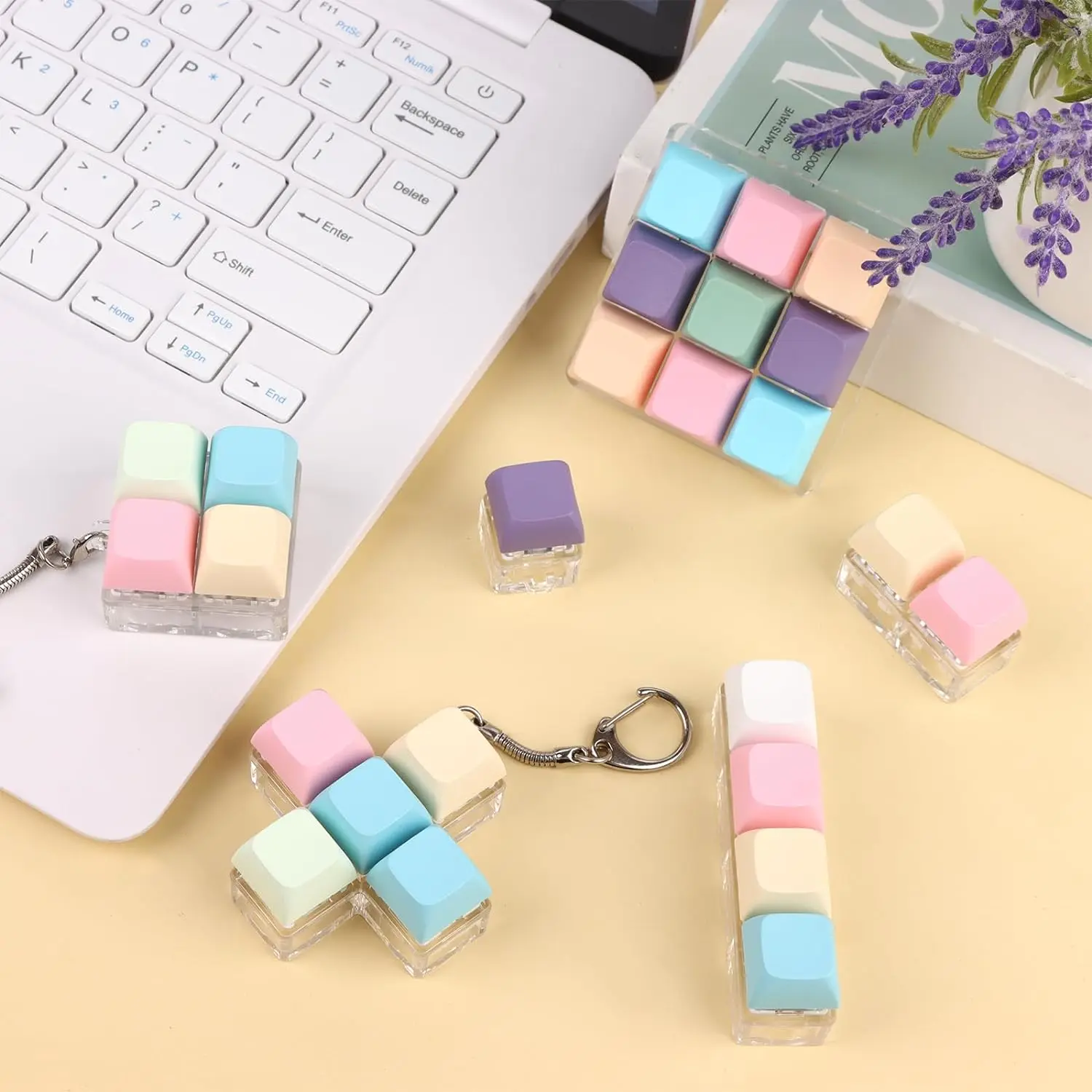 Square Shape Keyboard Fidget Keychain – Decompression Toys, Clicker ...