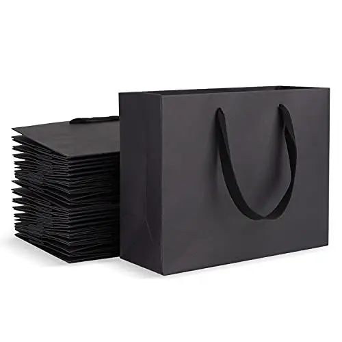 Custom Logo Matt Black Paper Bags Luxury Shopping And Gift Bags With ...