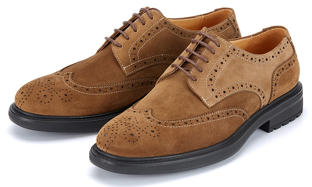 Trendy Brogues Top Layer Suede Derby Shoes For Men Business Office ...