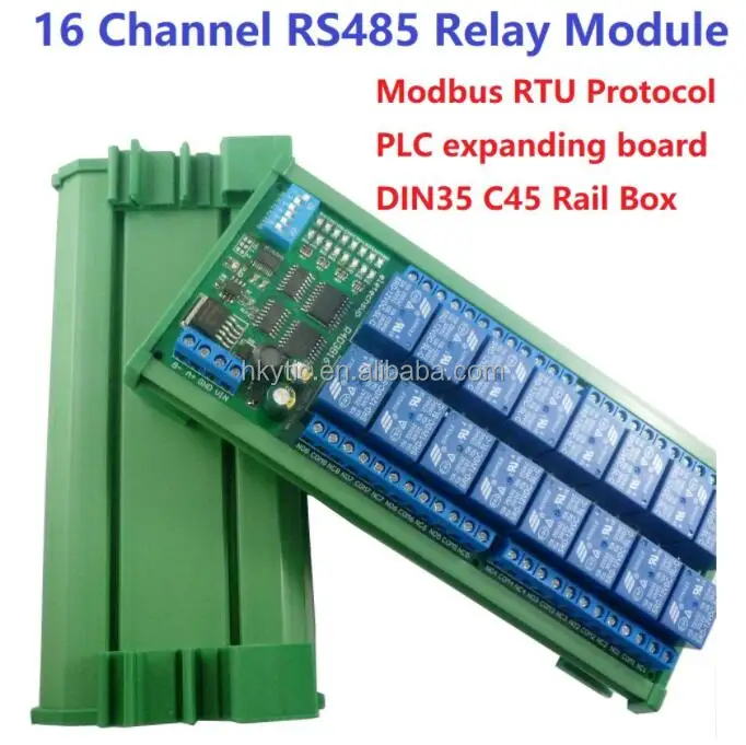 16ch DC 12V RS-485 Modbus RTU Relay Board RS485 Bus Remote Control ...