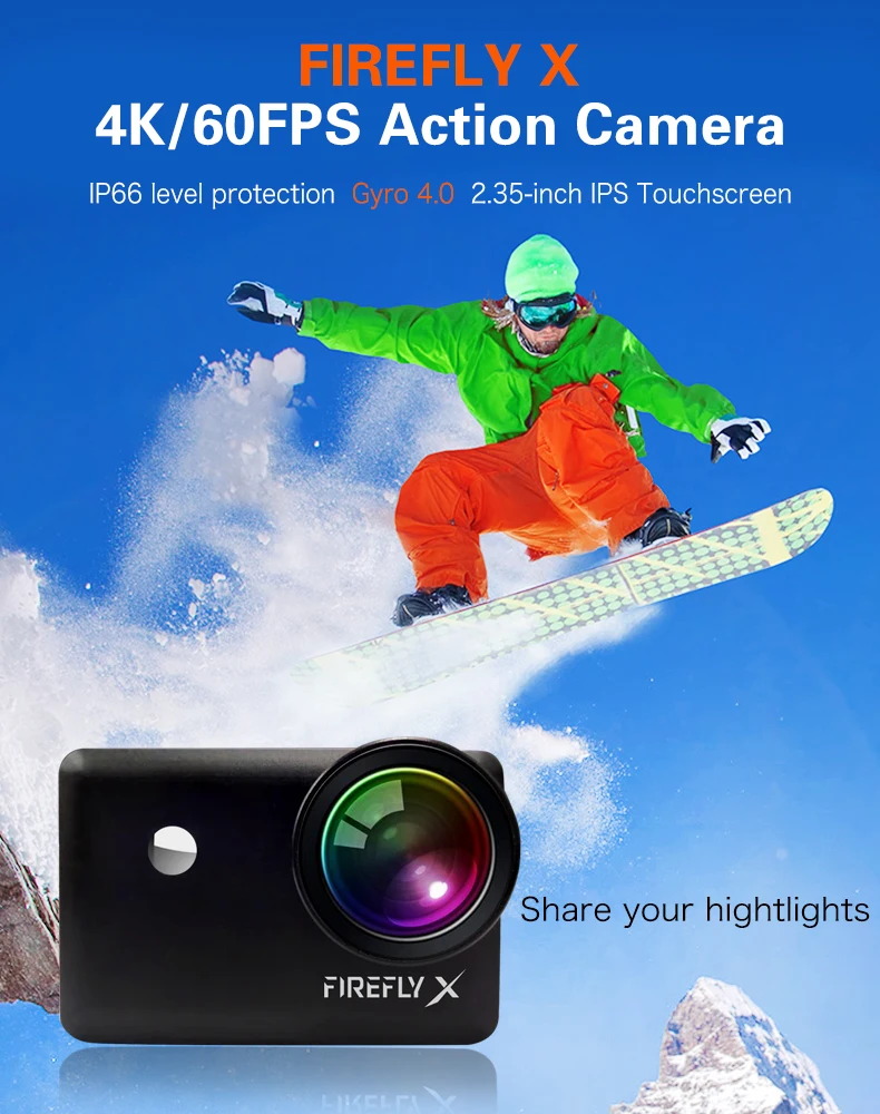 Hawkeye Firefly X 4k Wifi Helmet Camera For Sports Waterproof And Anti ...