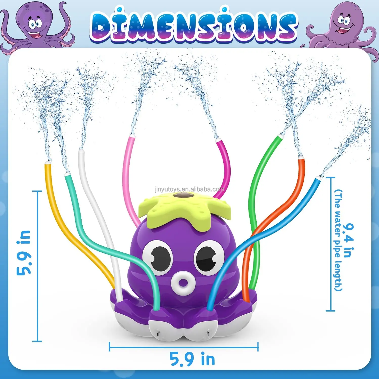 Summer Outdoor Splashing Fun Plastic Toy Octopus with 8 Wiggle Tubes ...
