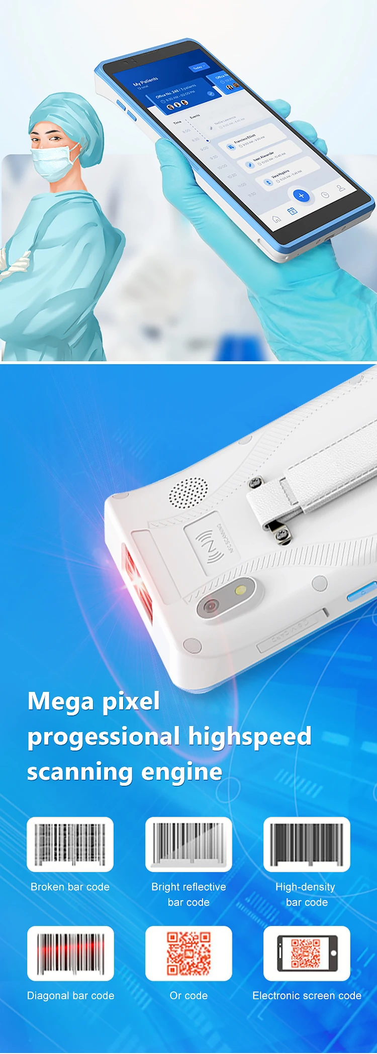 Qs Android 12 Handheld Pdas 1d 2d Barcode Scanner Honeywell 5703 Uhf Qr ...