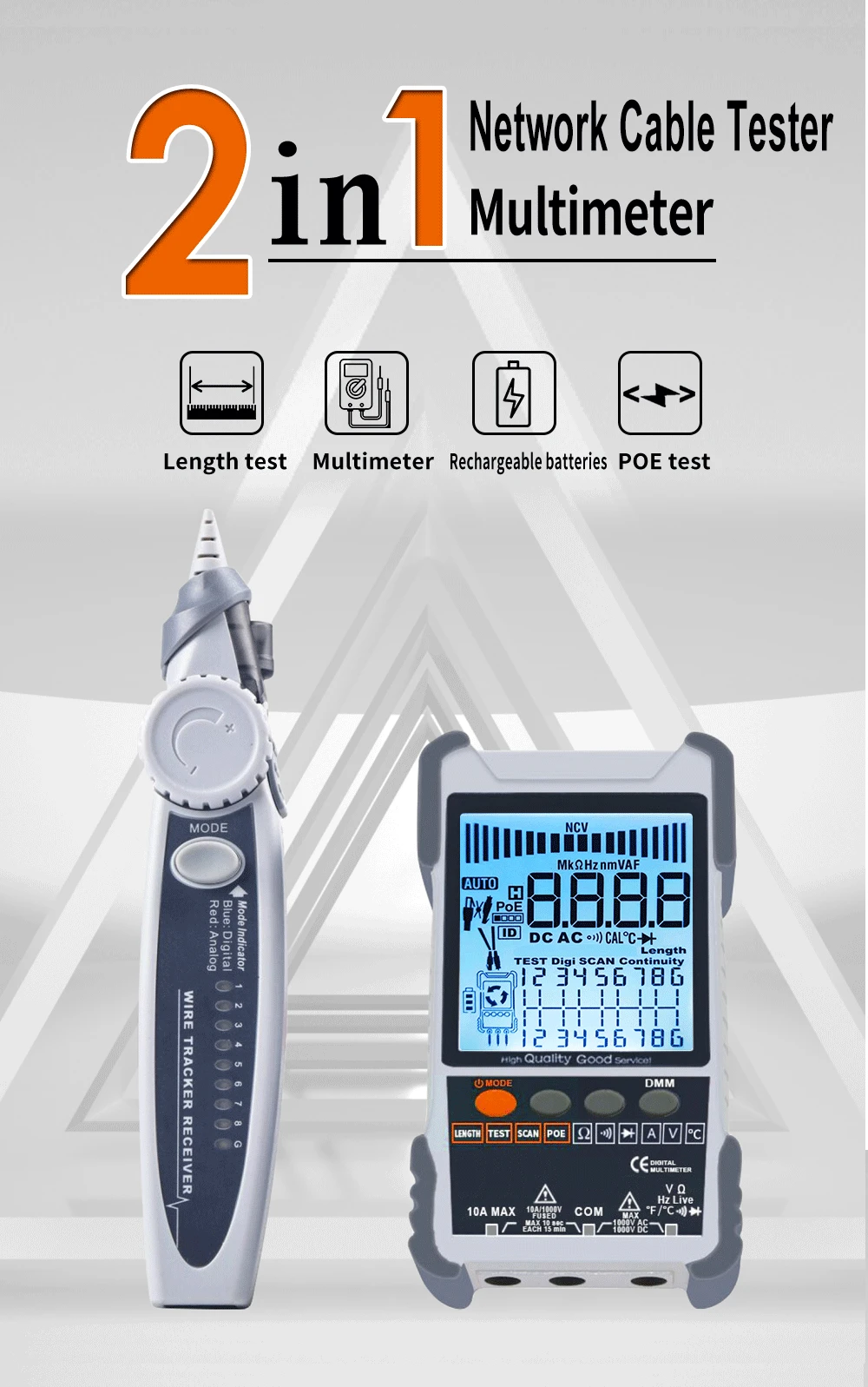 Digital Multimeter ET616 Network Line 2 in 1 Multi Tester Wire Tracker ...