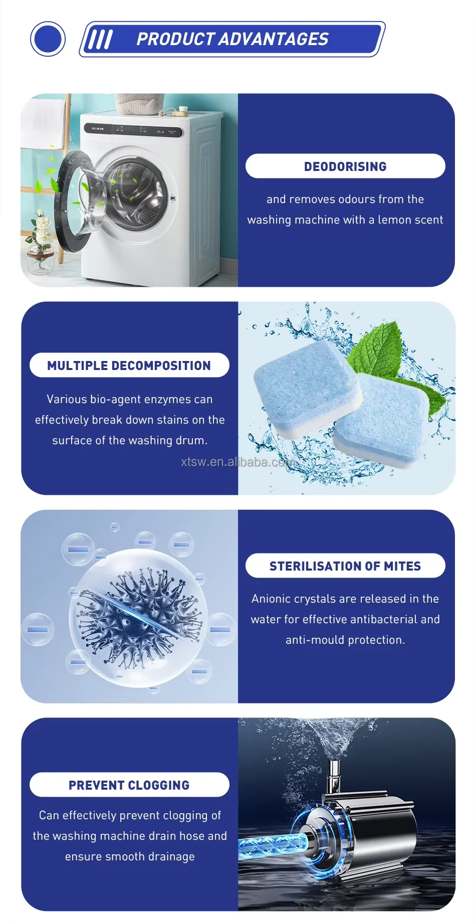 Eco-friendly Washing Machine Cleaning Tablets - Deep Clean