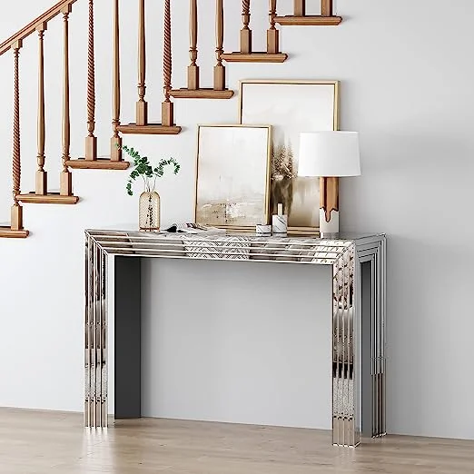 Modern Style Mirrored Console Table with Wall Mirror for Home or Hotel ...