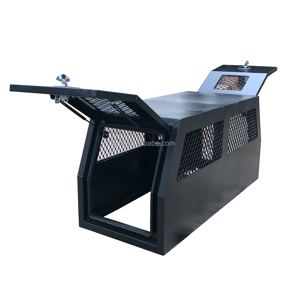 Black Flat Aluminium Ute Tool Box Truck Trailer Full Dog Box Cage Mesh ...