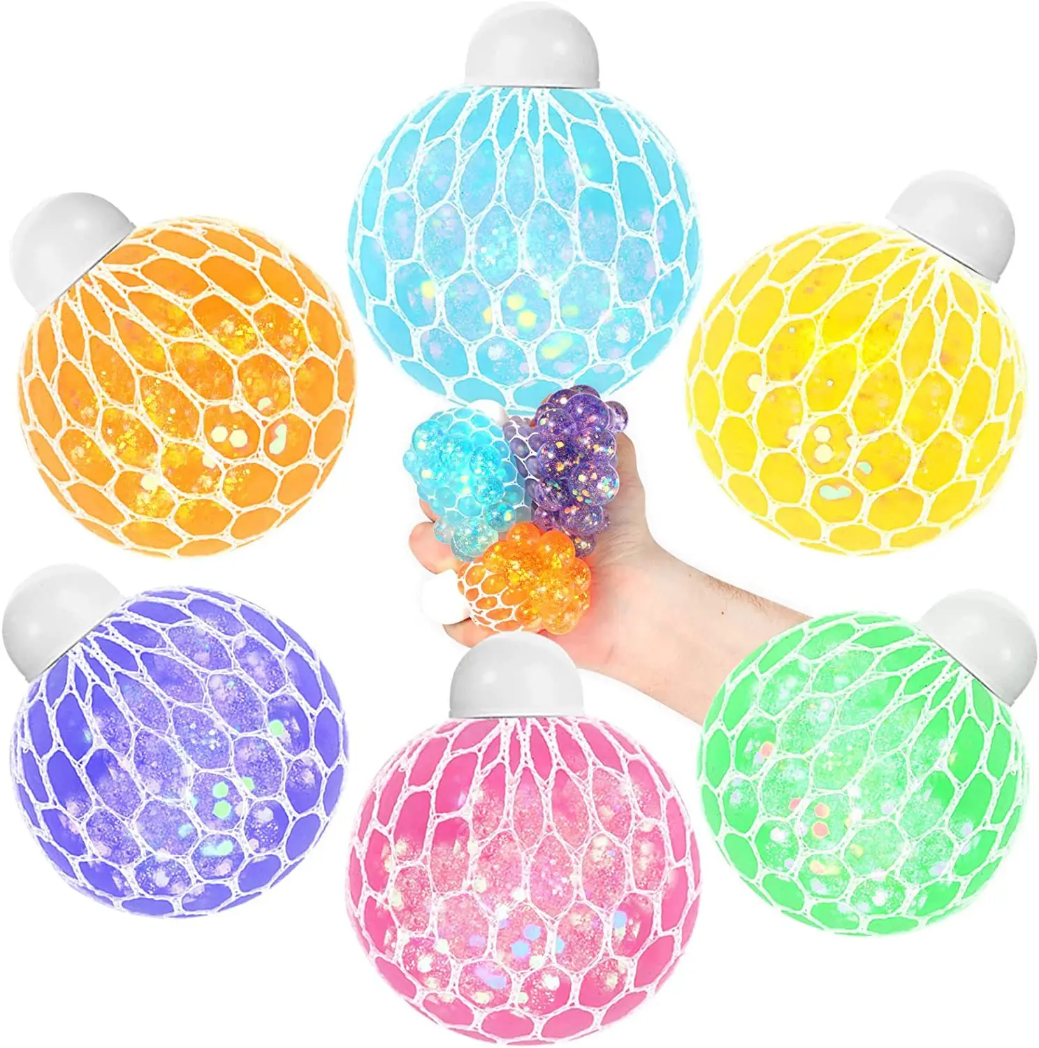 12 Pack Sensory Stress Ball Set Fidget Toys Fidget Mesh Ball For Kids ...