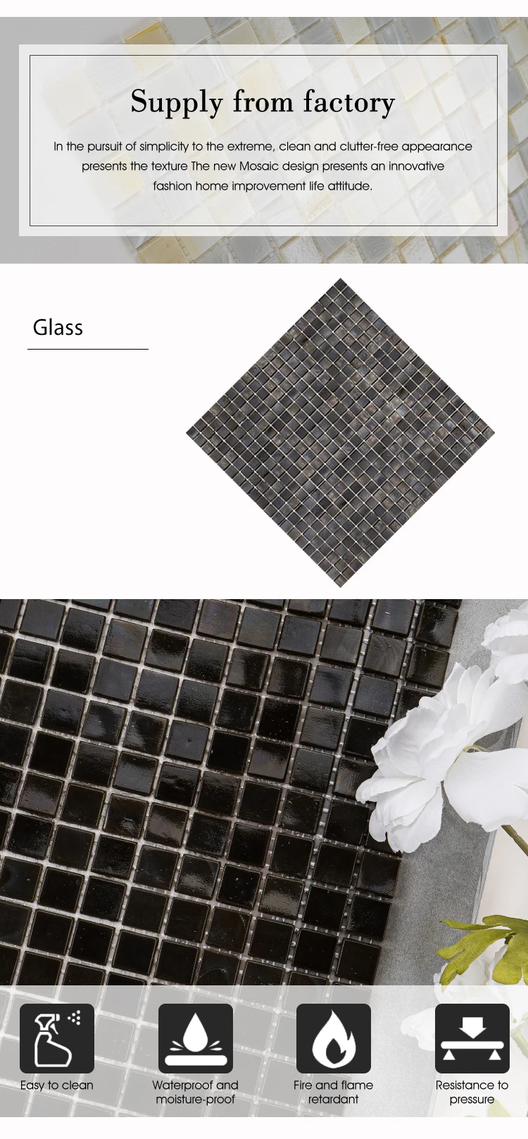 Modern Designs Scratch Proof Square Premium Black Peel And Stick Glass ...