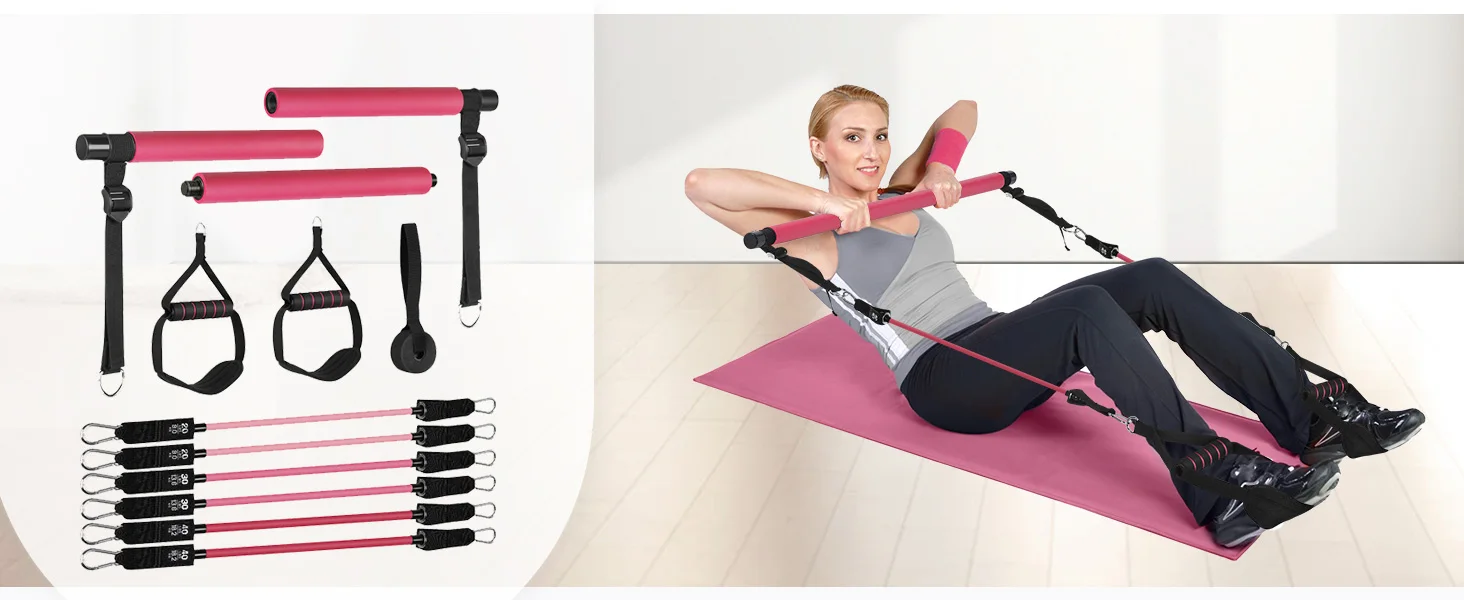 Home Fitness Pilates Equipment Pilates Bar Kit With Resistance Bands ...