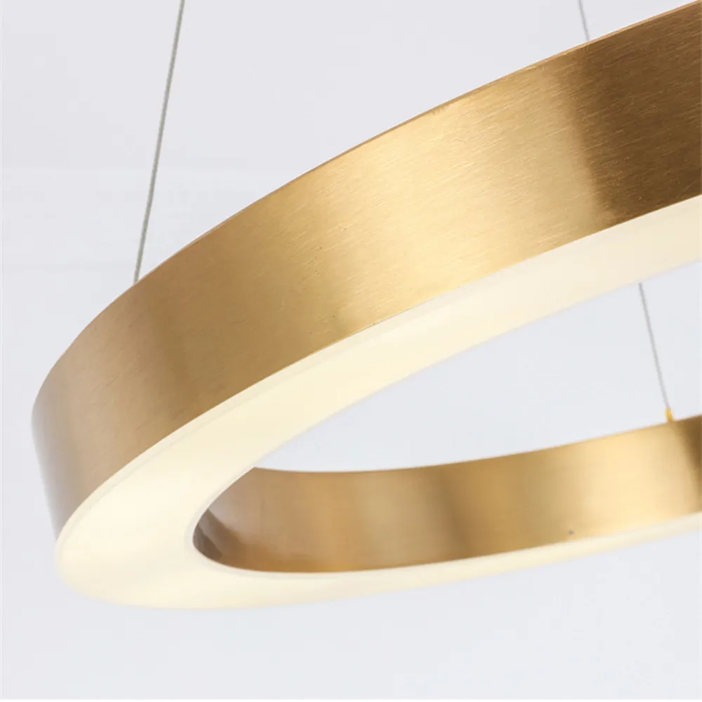 Stainless Steel Unit Ring LED Hanging Type Gold Decorative Pendant Light