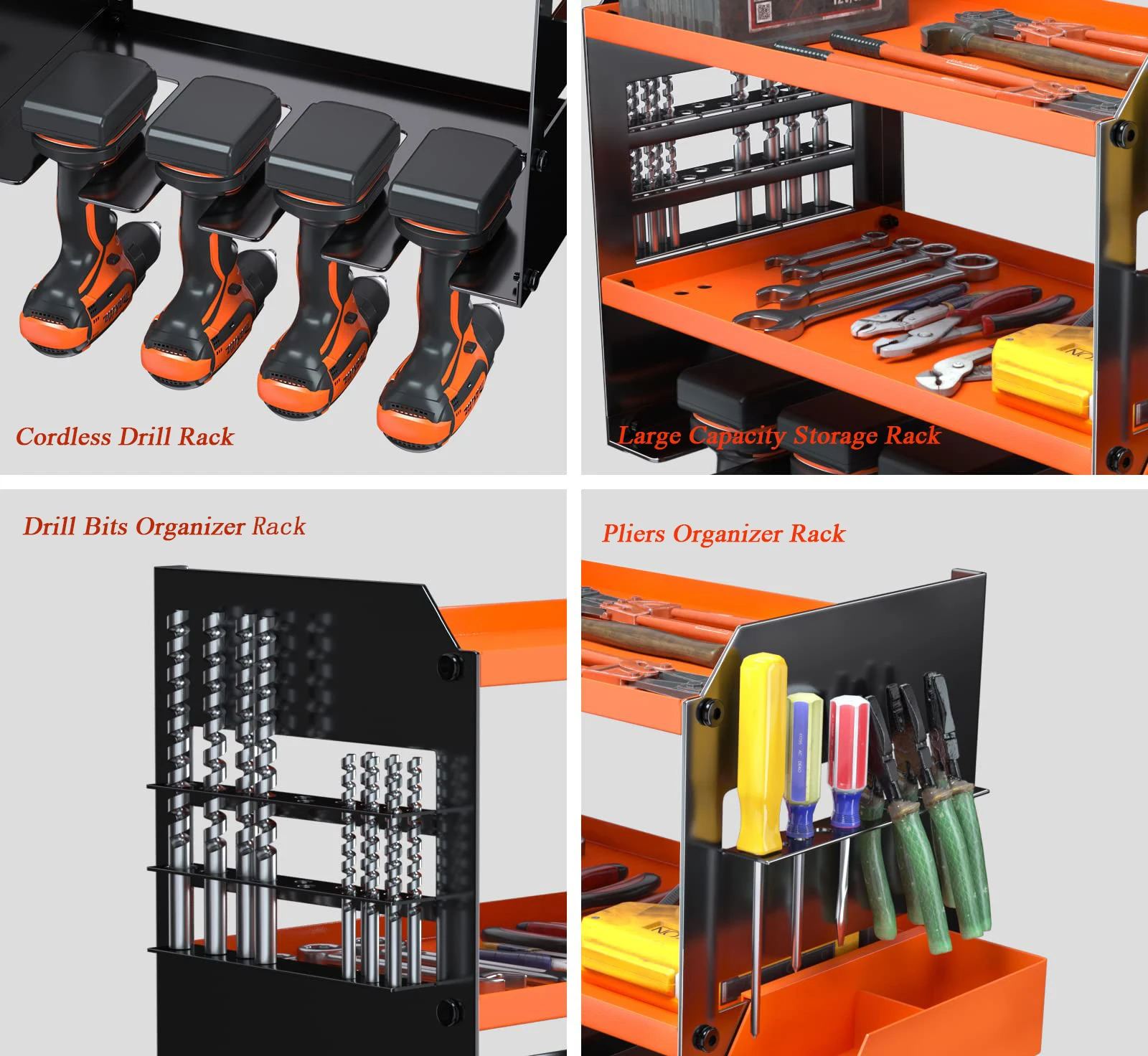 Jh-mech Power Tool Organizer With Charging Station With 8 Outlets Heavy ...