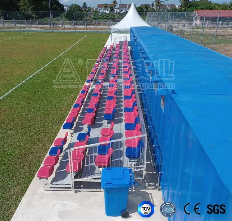 4 Rows 29.5 Meters Football Stadium Bleachers With Plastic Stadium ...