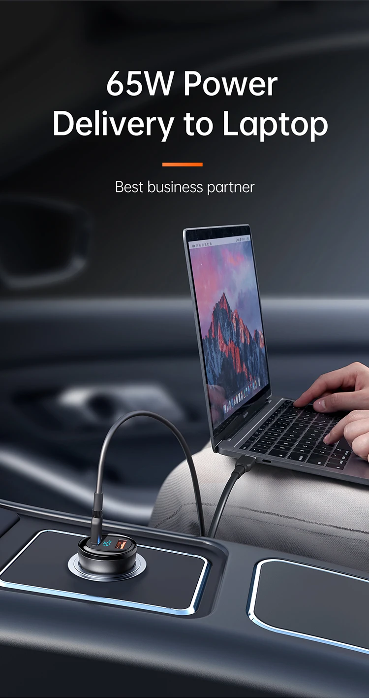 Dual Port Car Charger - 95W PD Type C + 65W USB Fast Charging