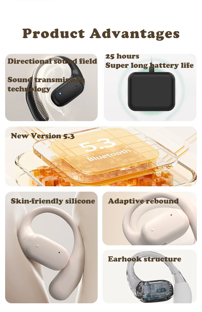 Custom Bone Conductive LED JL Chipset Wireless Earbuds with ANC IPX4 ...