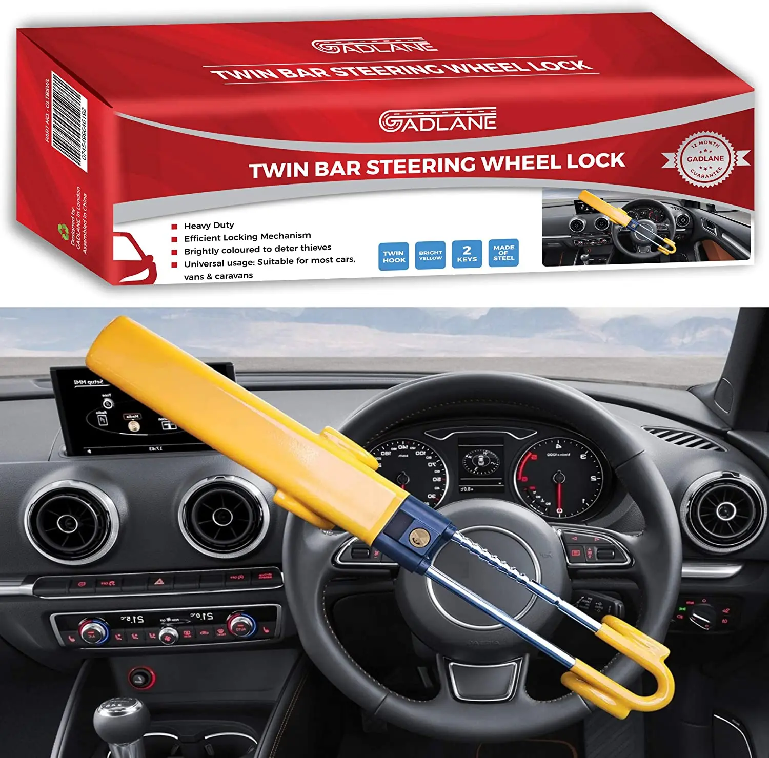 Umedo Universal Fit Cars Steering Wheel Lock Anti-theft Car Device ...