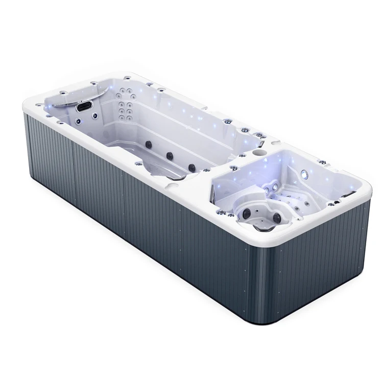 Acrylic Pool Hot Tub 6 Seats Prefabricated Pools Swim Spa For 10 Person ...