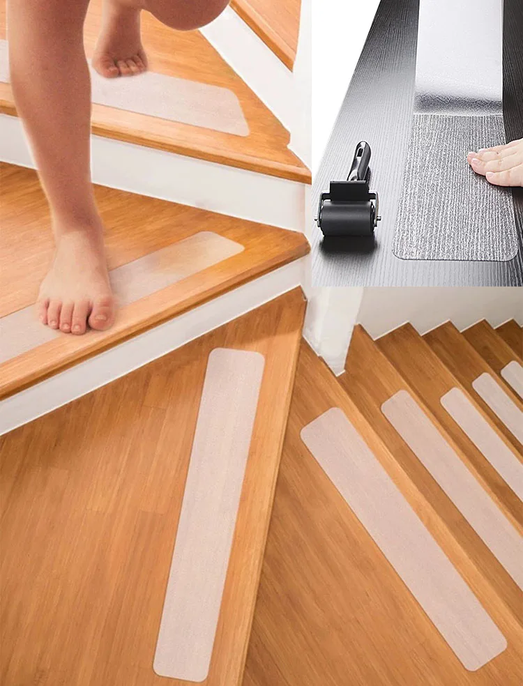 Pre-cut Non Skid Transparent Safety Strips PEVA High Traction Grip Tape ...