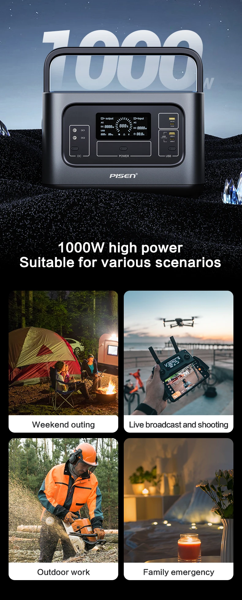 Portable Solar Power Generator - 45000mah Energy Storage