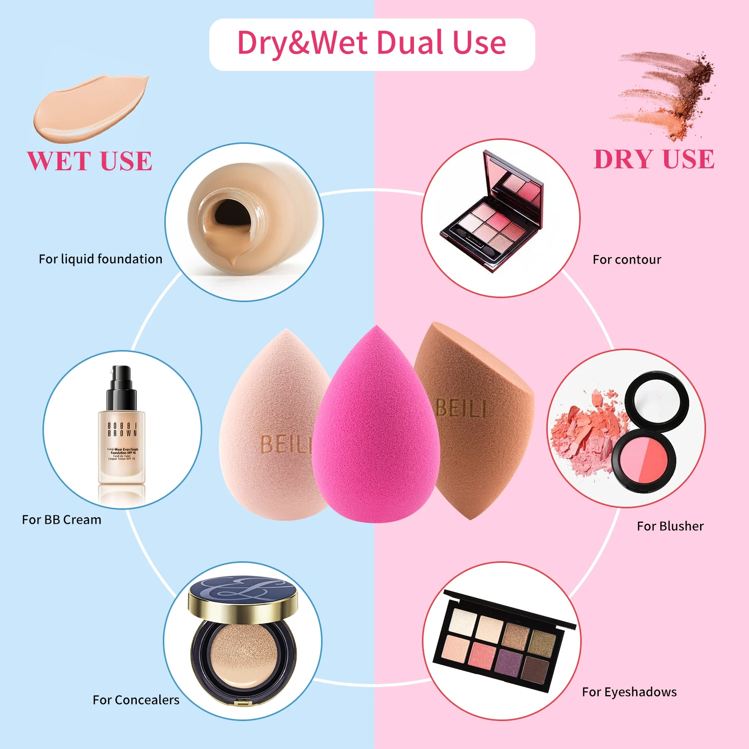 Custom Logo Portable Soft Makeup Sponges Blender Beauty Sponge Set High ...
