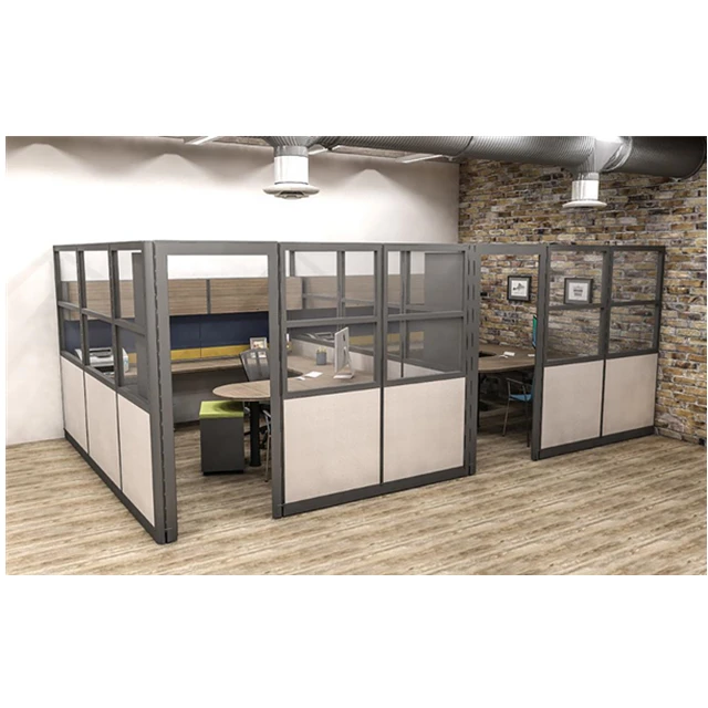 Modern Office 4 Person Computer Table Workstation Design