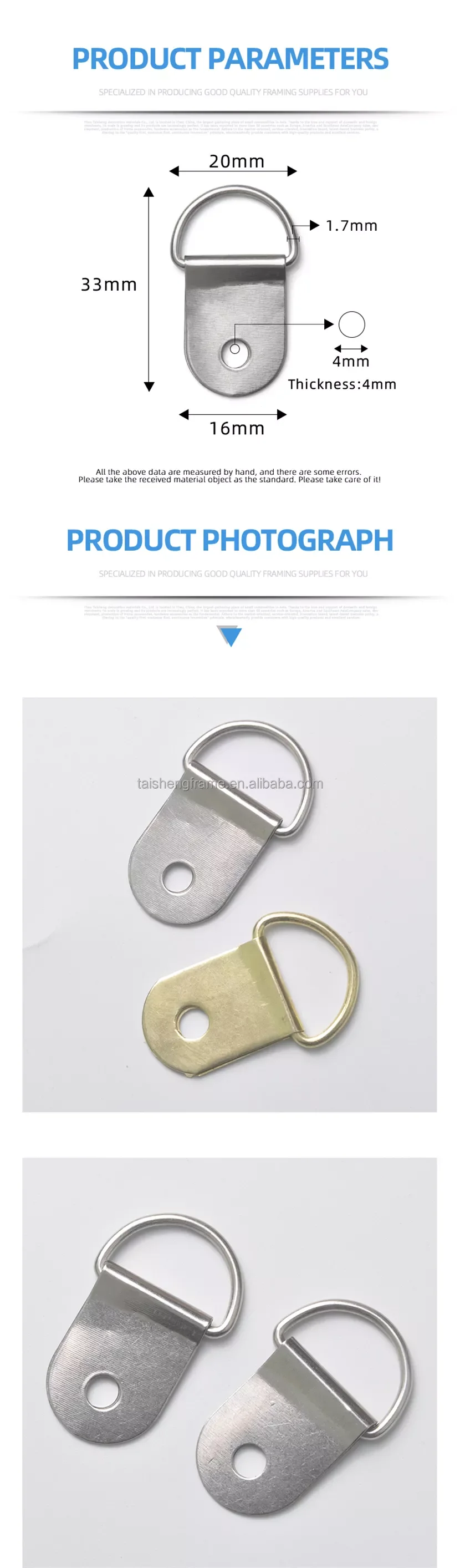 Ts-k025 D Ring Picture Hangers With Screws 500 Pack Small Single Hole D ...