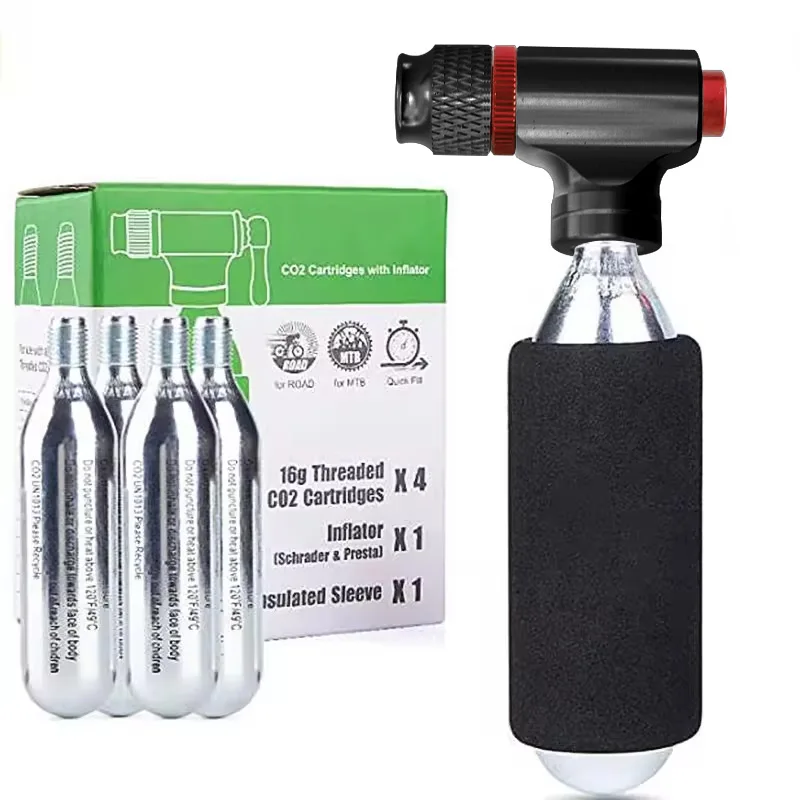 Portable Mini Bike Pump CO2 Inflator with Cartridge Storage Canister ...