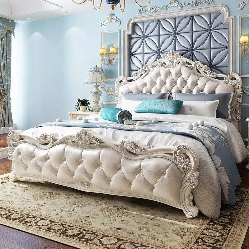 American style solid wood bed modern minimalist king bed bedroom ...