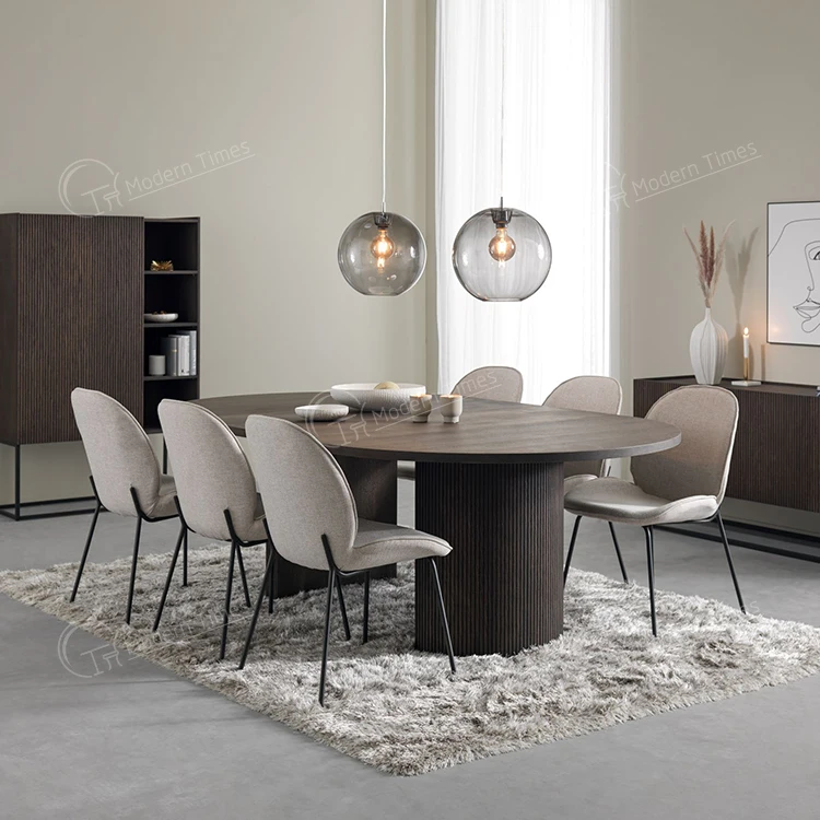 Modern Dining Room Restaurant Furniture Fluted Mdf Wood Nordic Design ...
