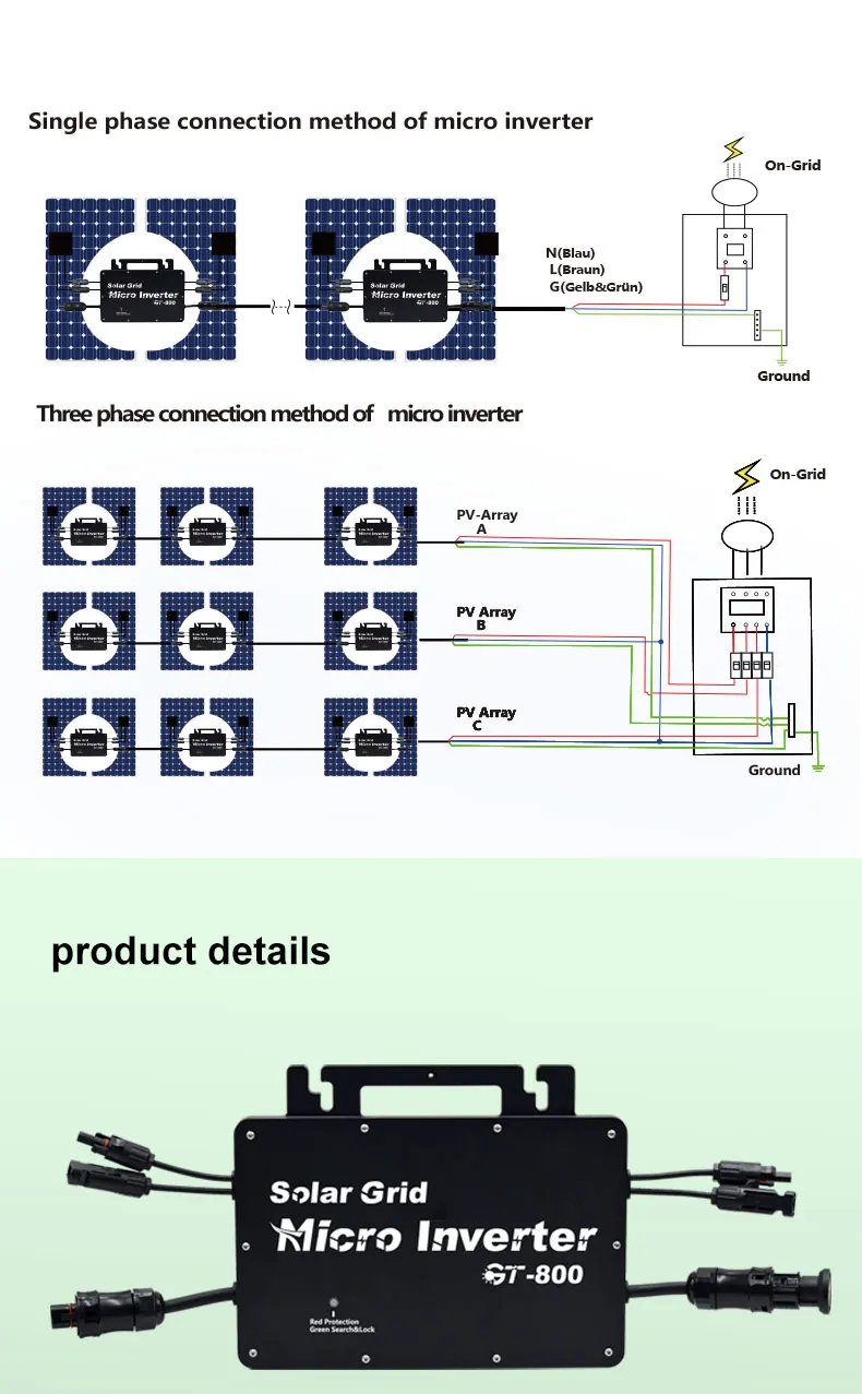 Single Phase On Grid Micro Inverter 600w 700w 800w Pv Solar ...