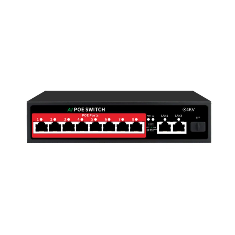 4KV lightning protection Gigabit cascade ports 8CH cloud managed POE ...