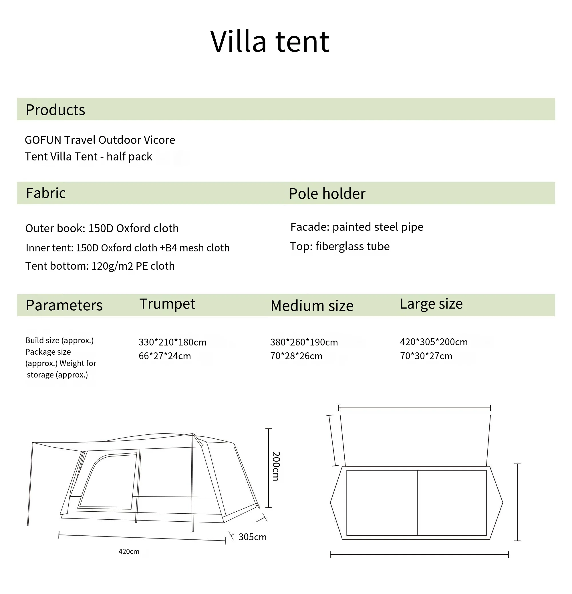 Gofun 096 PRO Park Waterproof Family Camping Tent for 4-6 Persons