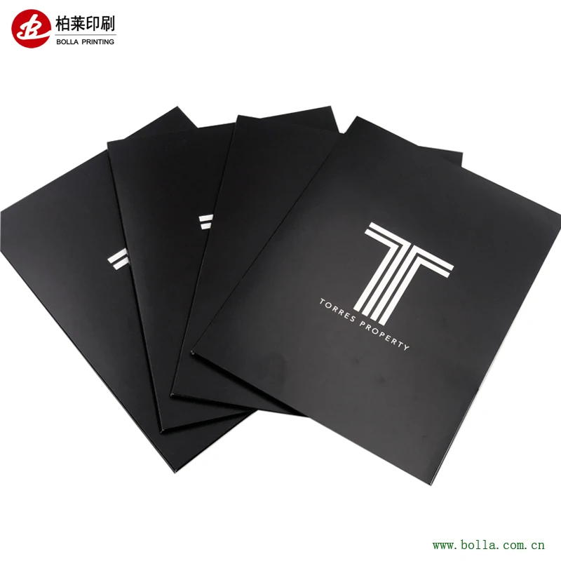 Custom A3 A4 A5 Size Linen Paper Folder with Business Card Slit