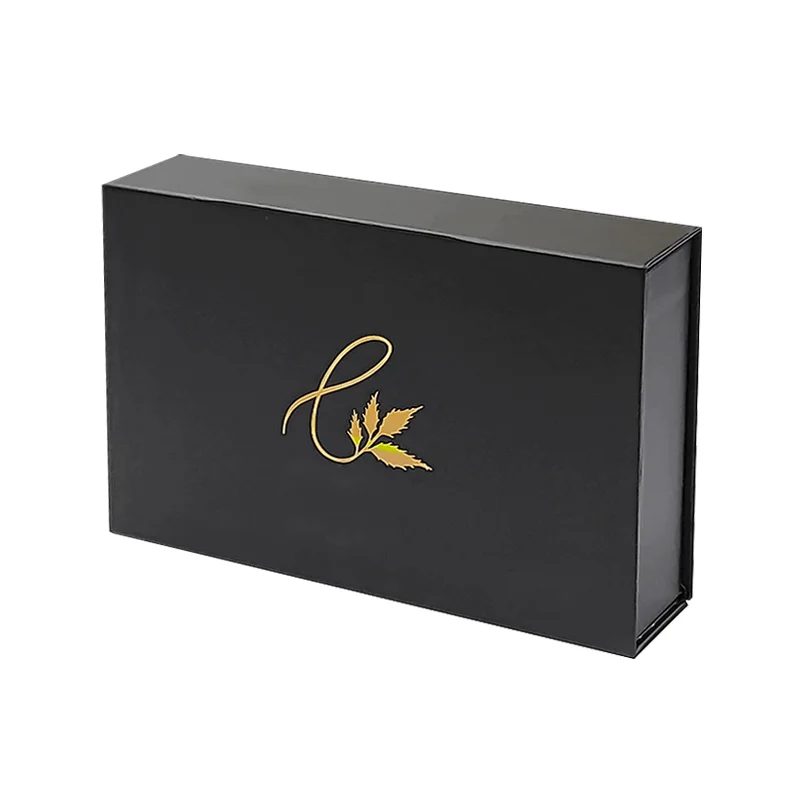 Custom Black Matte Stamped Gold Logo Magnetic Gift Jewelry Paper Box ...