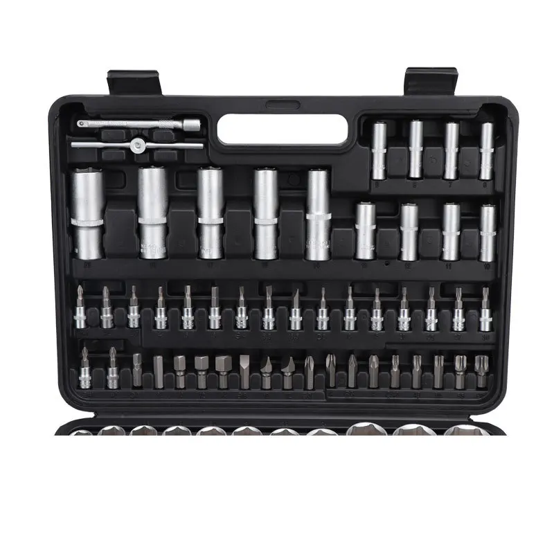 108pcs Drive Socket Set Box Ratchet Wrench Set with Sockets Metric Hex Bit Socket Set Mechanic ...