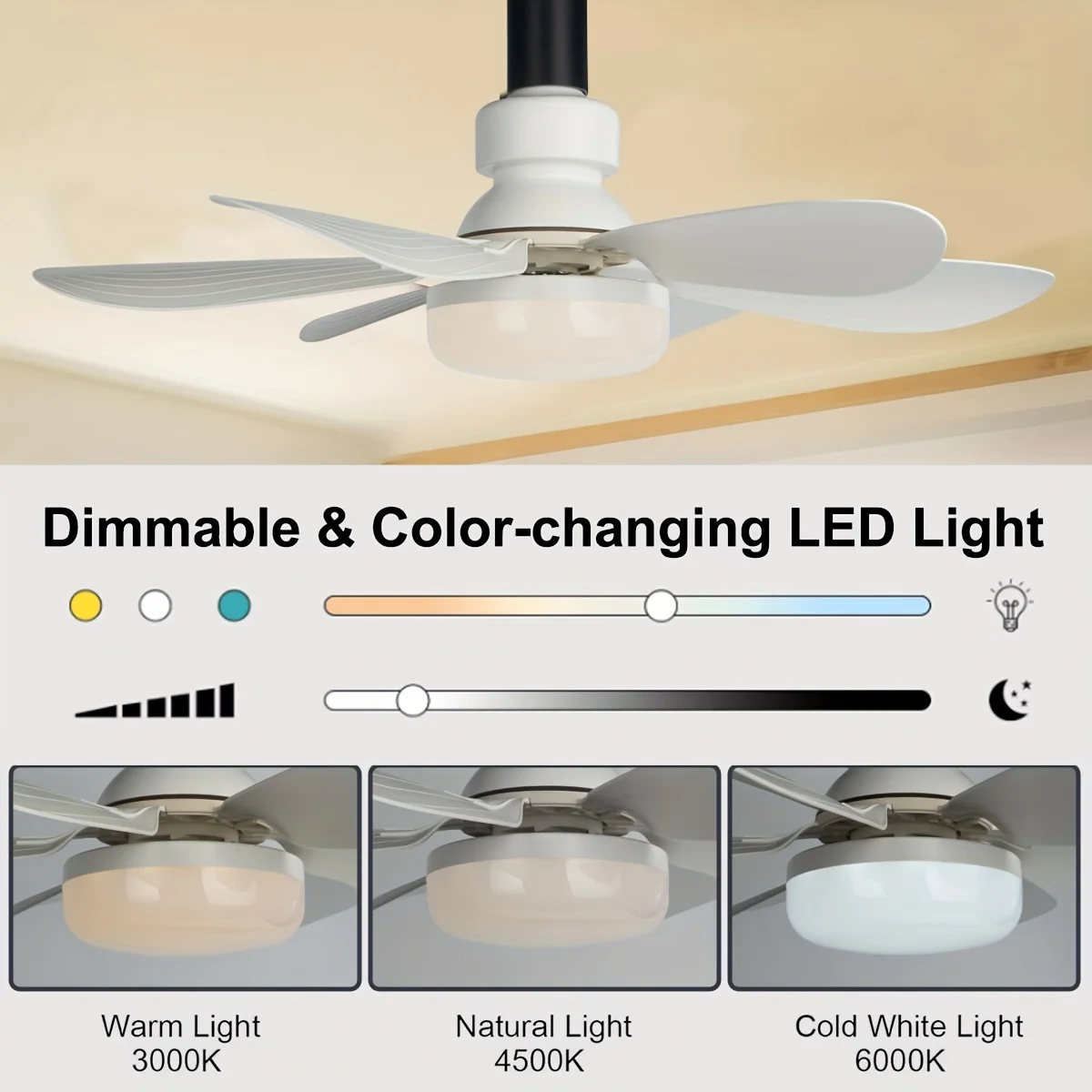 E27 Ceiling Fan Dimmable Light Remote Modern Indoor Socket Mount No ...