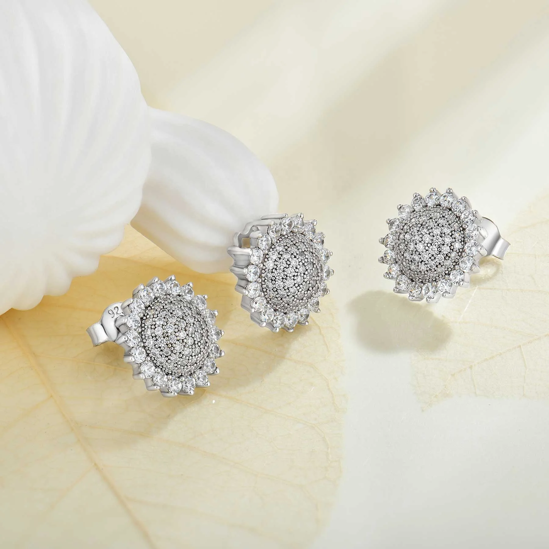 Custom Oem Luxury Wedding Women 925 Silver Zircon Stone Sunflower Fine ...