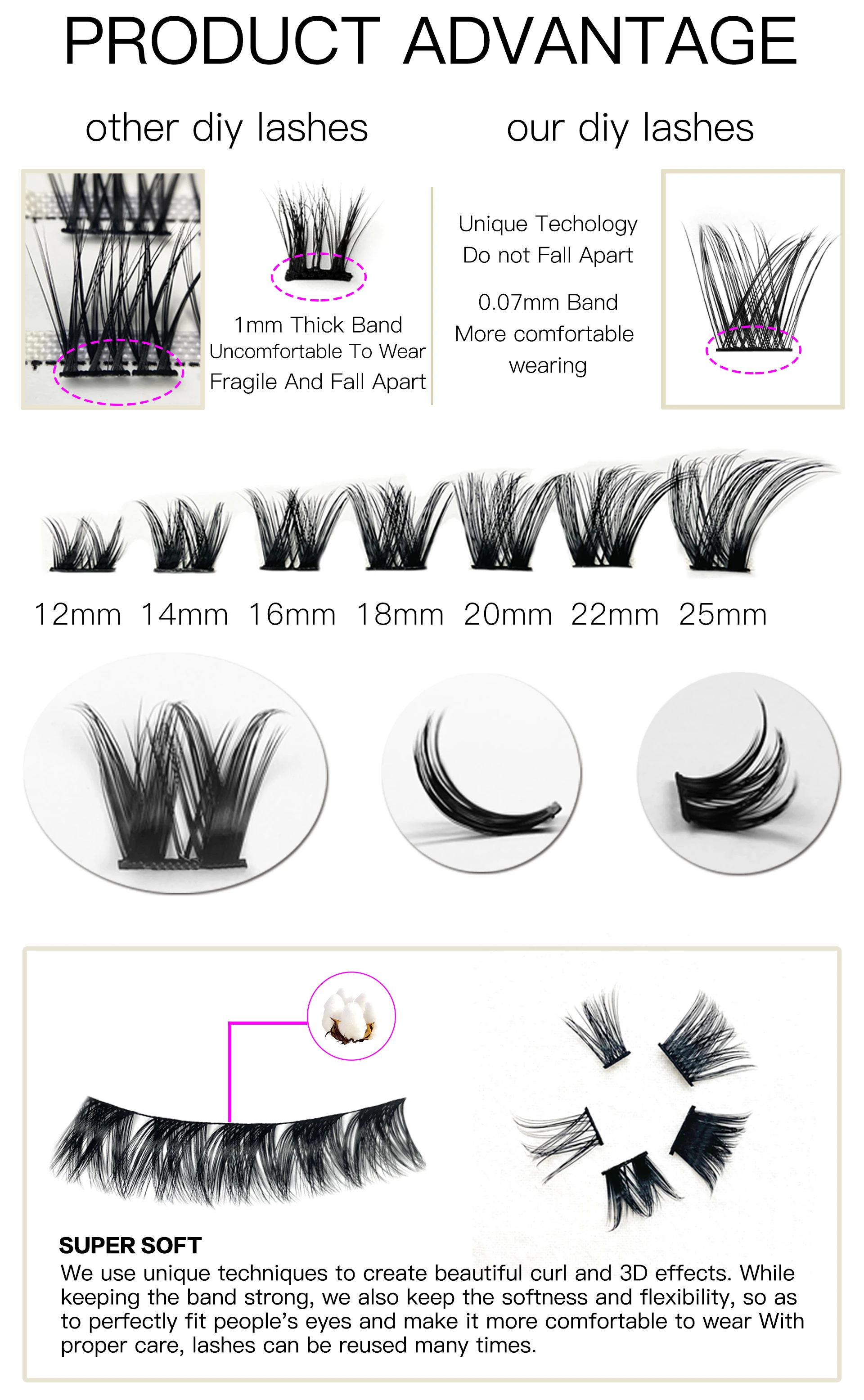 Thin Band Koreon Superfine Band Individual Eyelash Cluster Wispy Diy ...