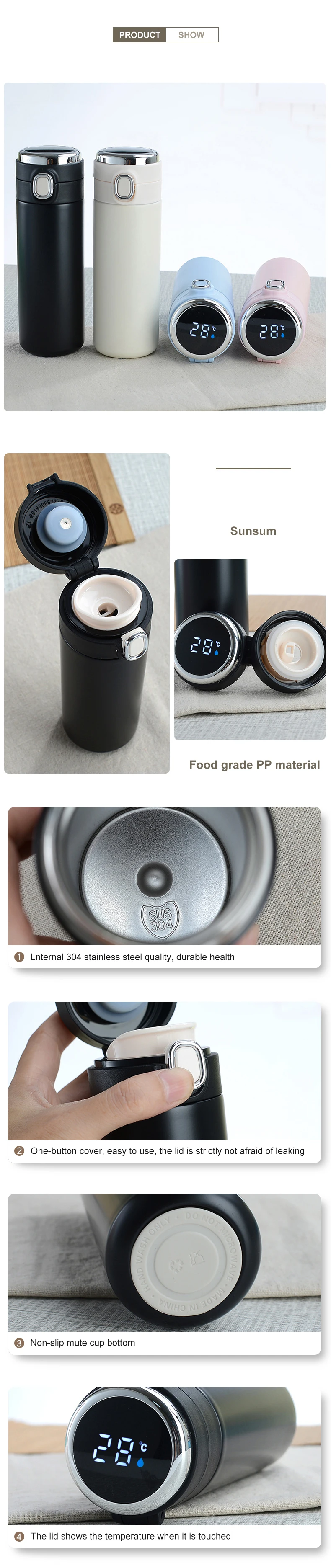 Smart Drinkware - 420ml/320ml Vacuum Insulated Water Bottle
