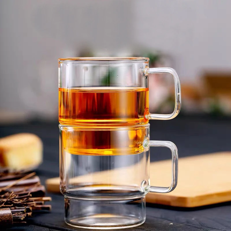 Stackable Coffee Mugsglass Tea Mugs8oz 250mlclear Espresso Glass Coffee Cups With Handletea