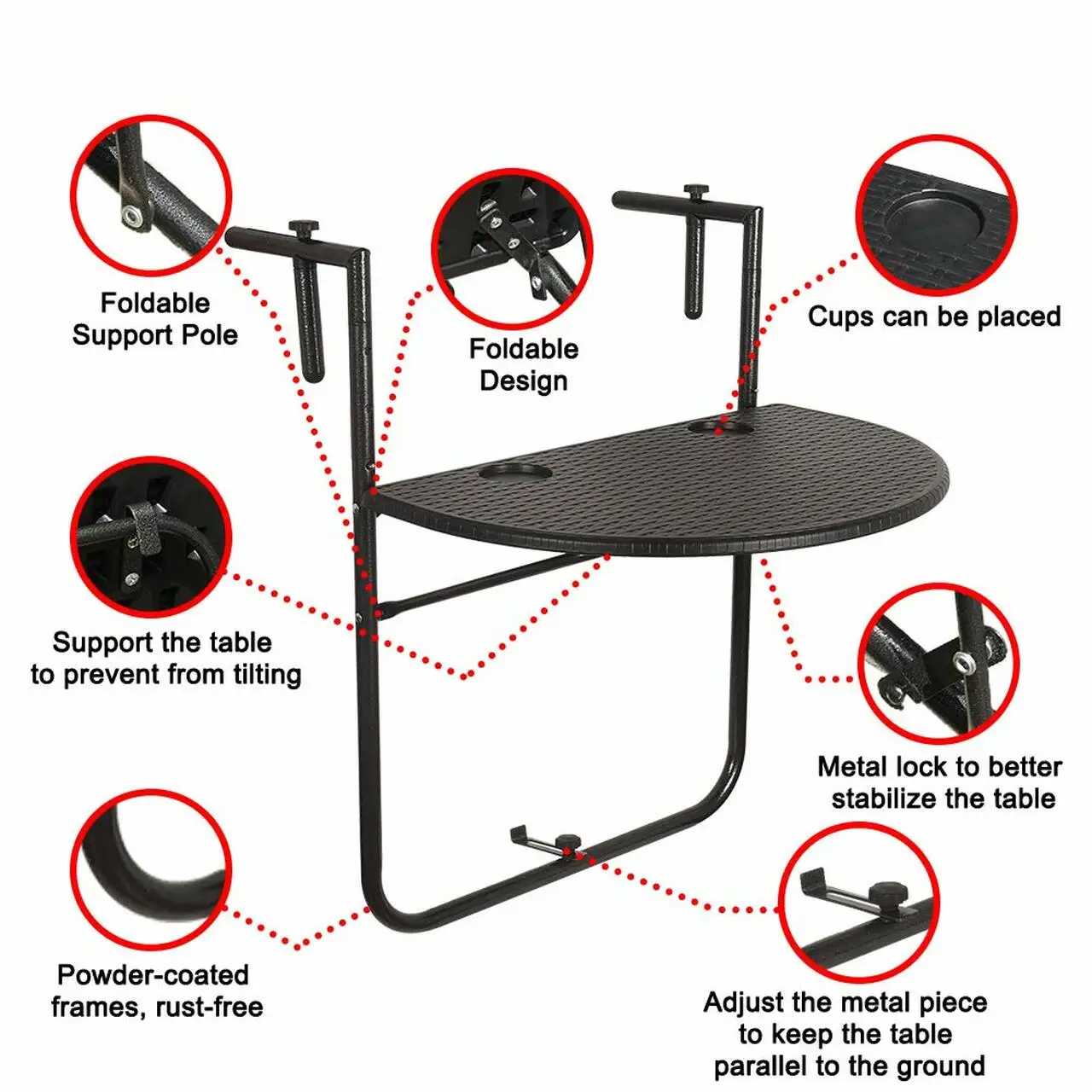 Danlong Outdoor Adjustable Patio Garden Folding Table