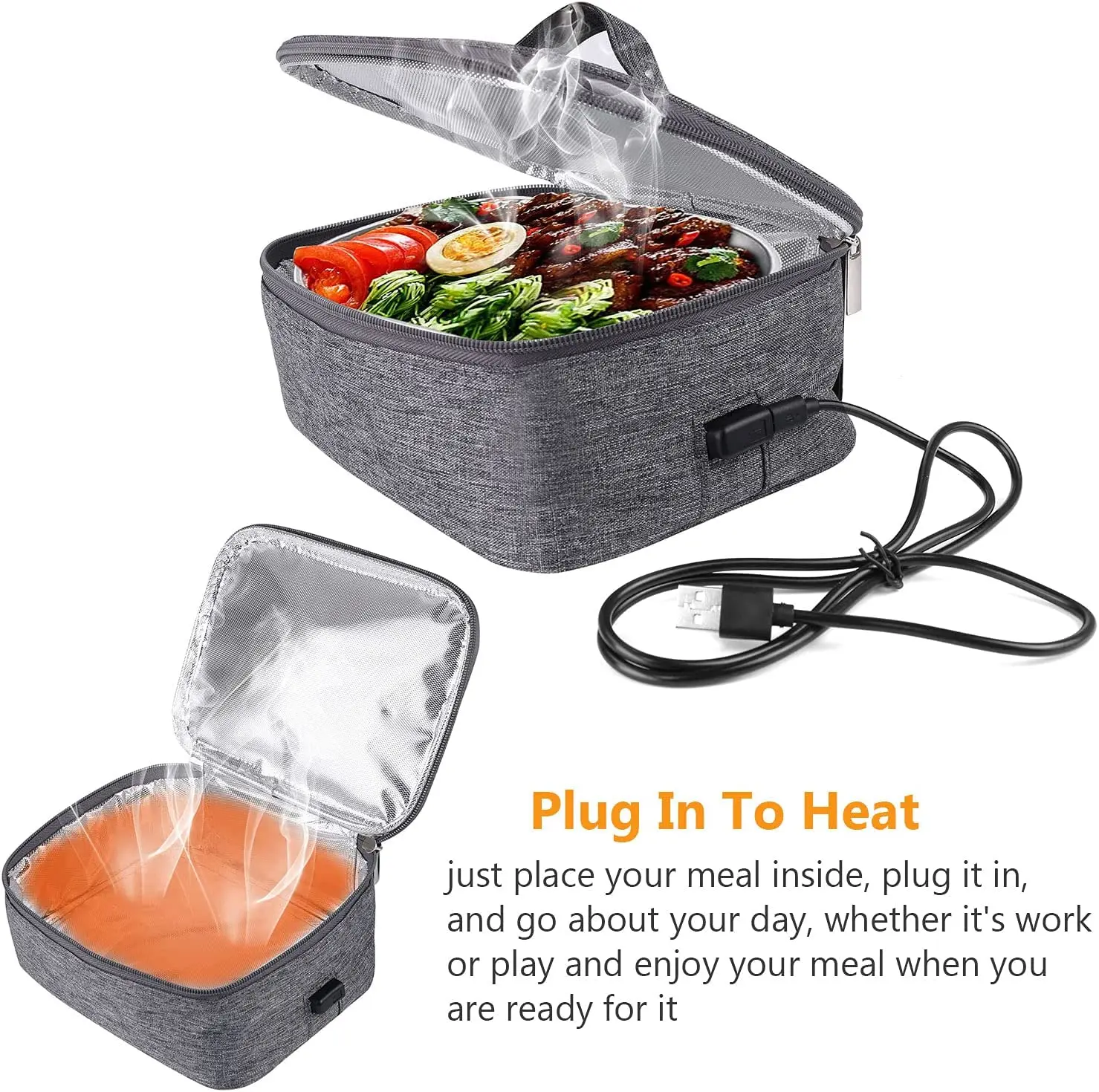 Heated Heat Transfer Bag Insulation Portable Handbag Fashion Square ...