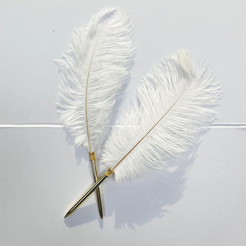 Custom Colors White Wedding Quill Feather Ballpoint Pen