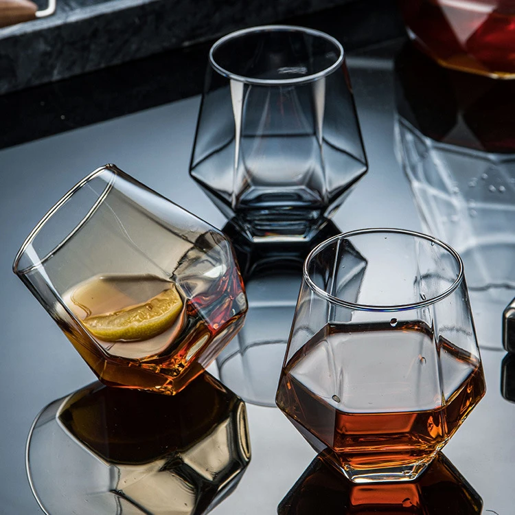 Wholesale 10oz Hexagonal Glass Drinking Glassware Whiskey Drinkware ...