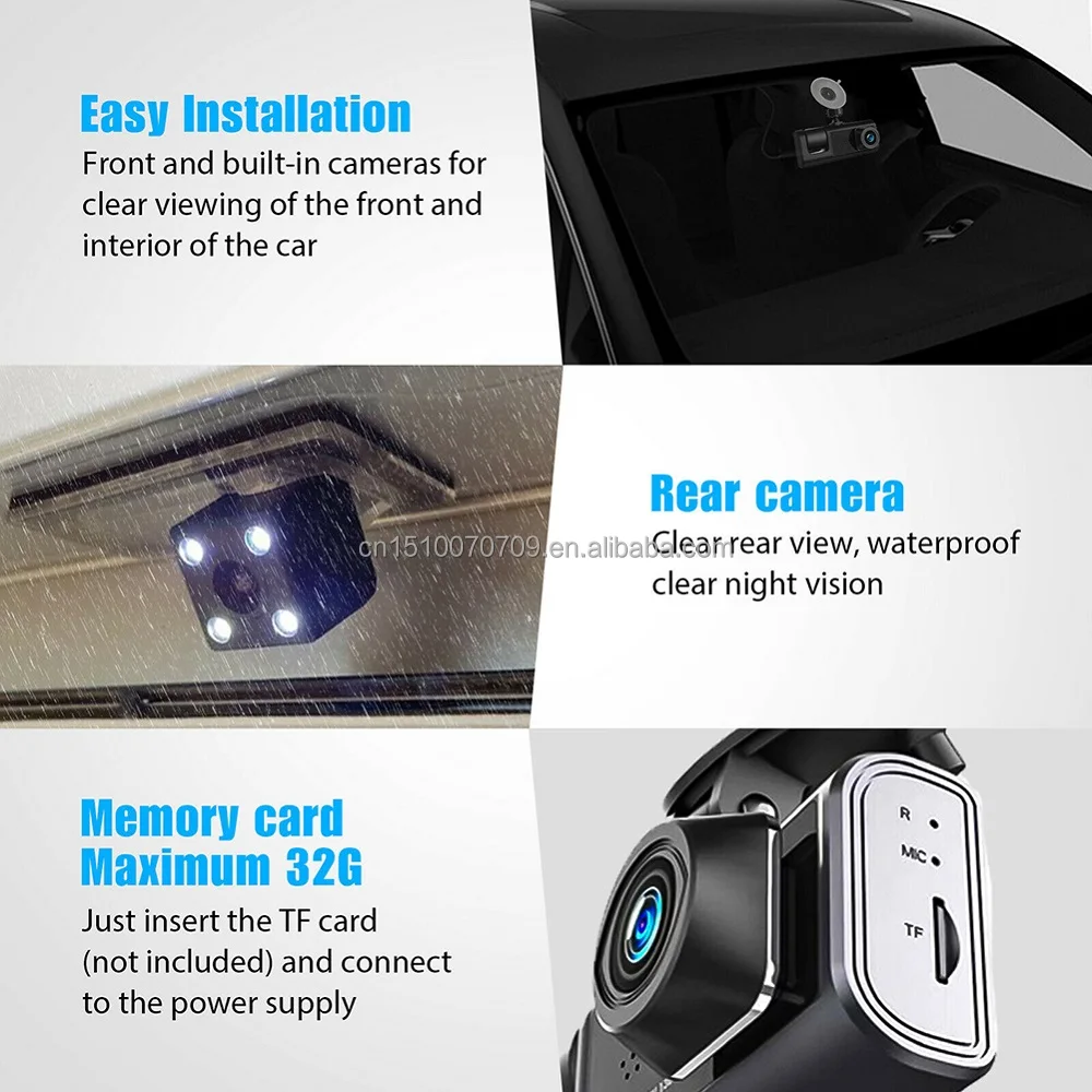 3 Channel Car DVR Wifi Control Camera - 1080P Video Recorder